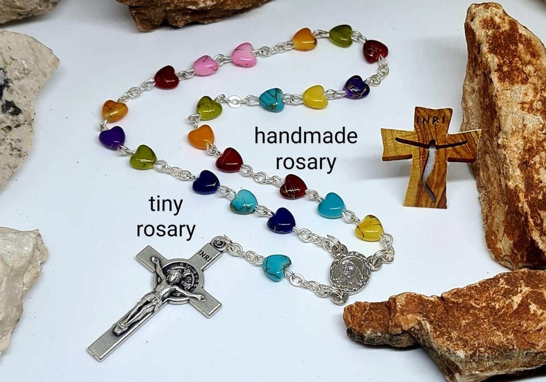 Peace Chaplet of Medjugorje, Handmade Tiny Cute Rosary With Beads Heart ...