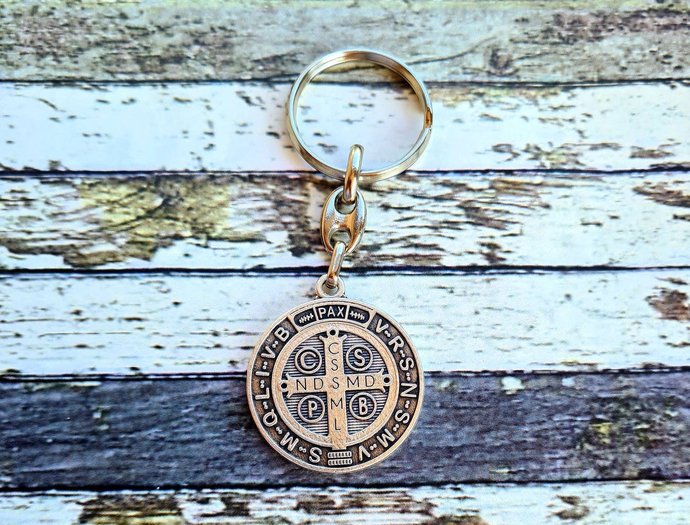 ST BENEDICT KEYCHAIN, Saint Benedict Medal - Etsy