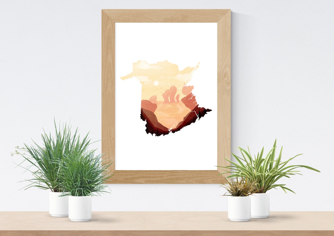 New Brunswick Landscape Art Print - Canadian Art, Hand Drawn Print ...