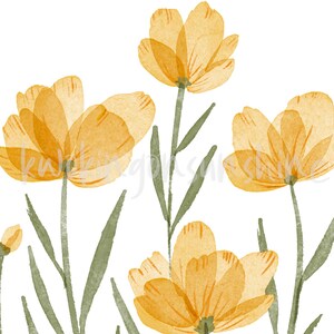 Yellow Flower Printable Wall Art Yellow Watercolor - Etsy