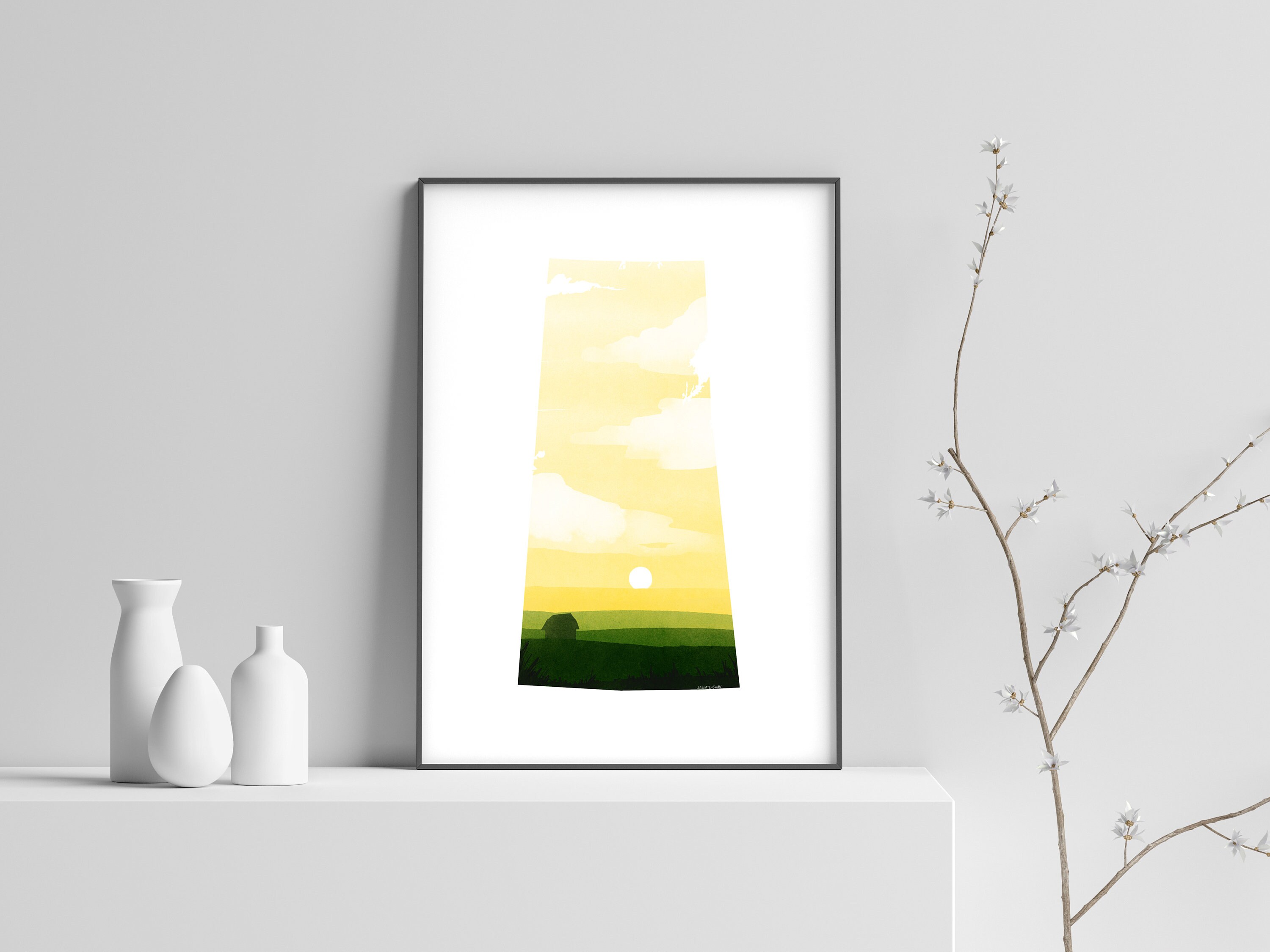 Saskatchewan Landscape Art Print - Hand Drawn Print, Landscape ...