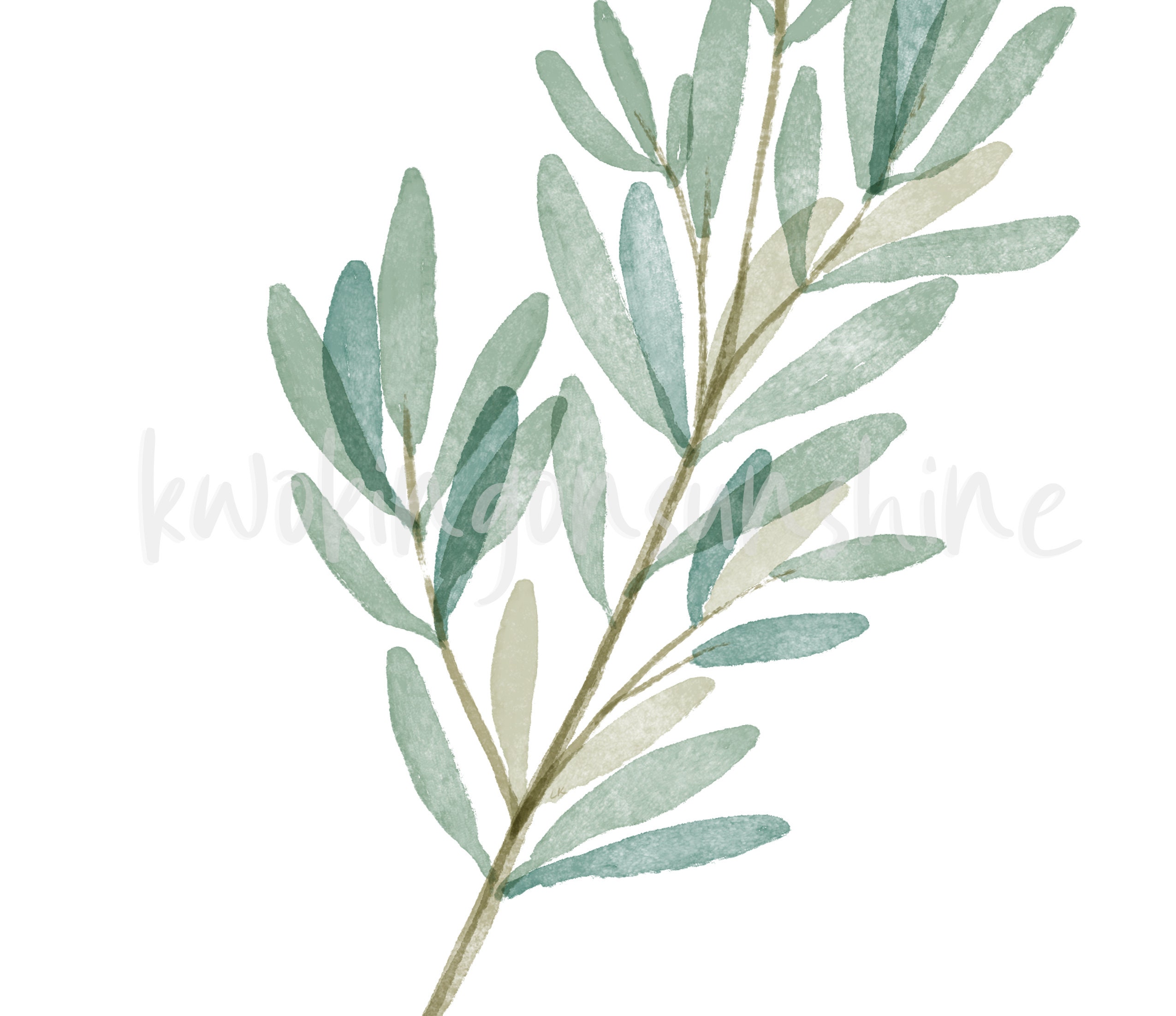Olive Branch Printable Wall Art Arte de acuarela verde Rama - Etsy España