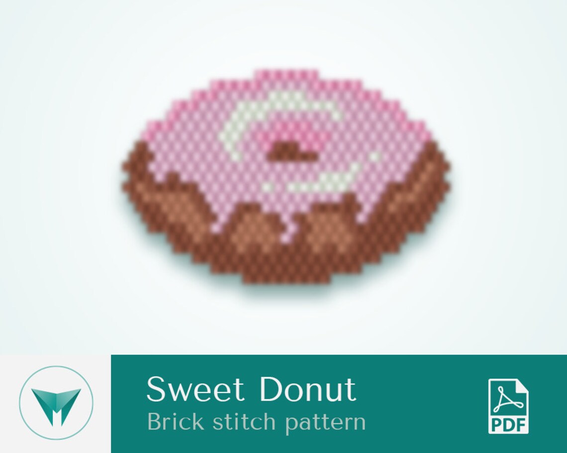 Sweet Donut, Brick Stitch Pattern, Pdf Pattern, Brick Stitch Sweets ...