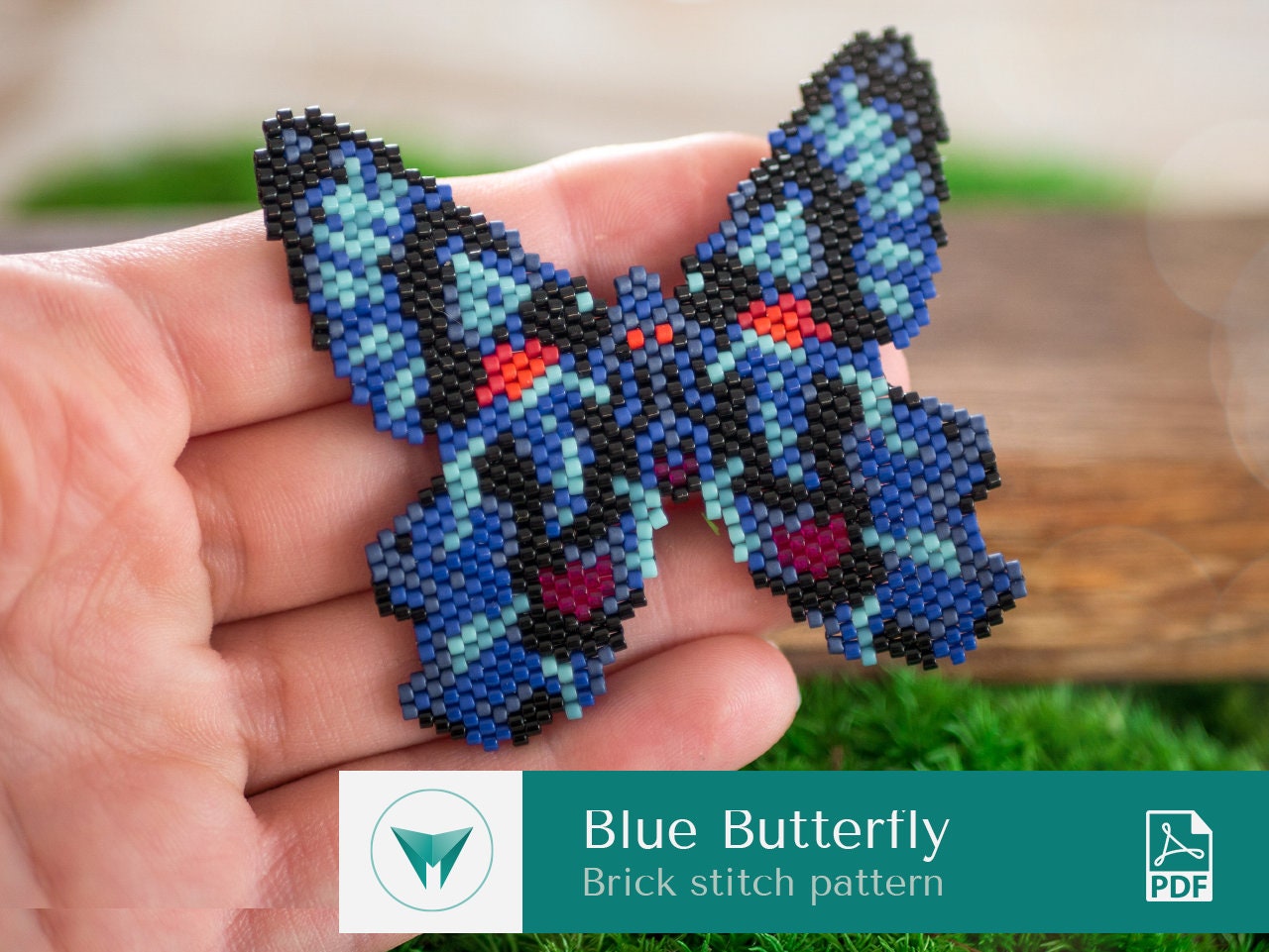 Butterfly Blue, Brick Stitch Pattern, Pdf Pattern, Real Buttefly, Brick ...