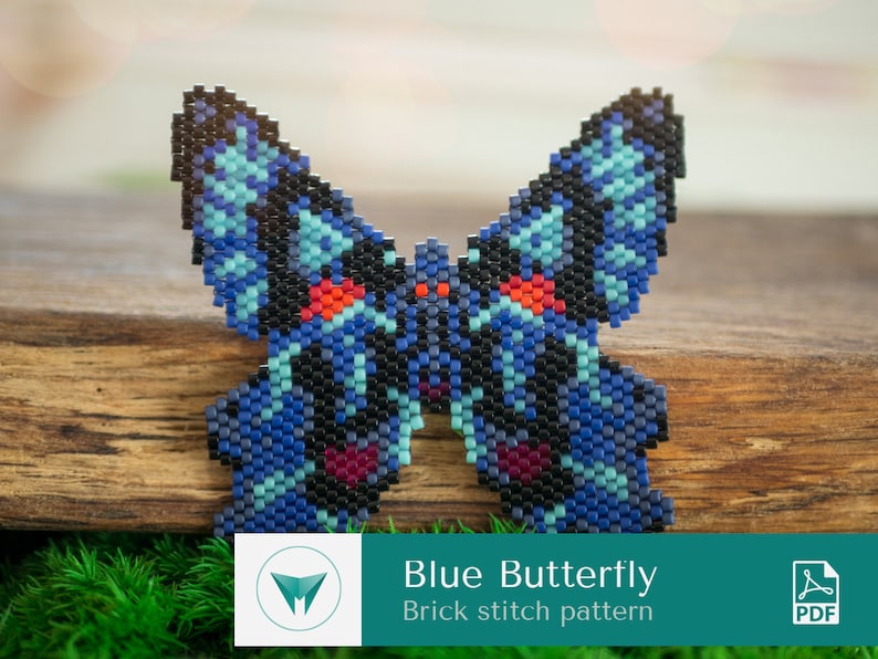 Butterfly Blue, Brick Stitch Pattern, Pdf Pattern, Real Buttefly, Brick ...