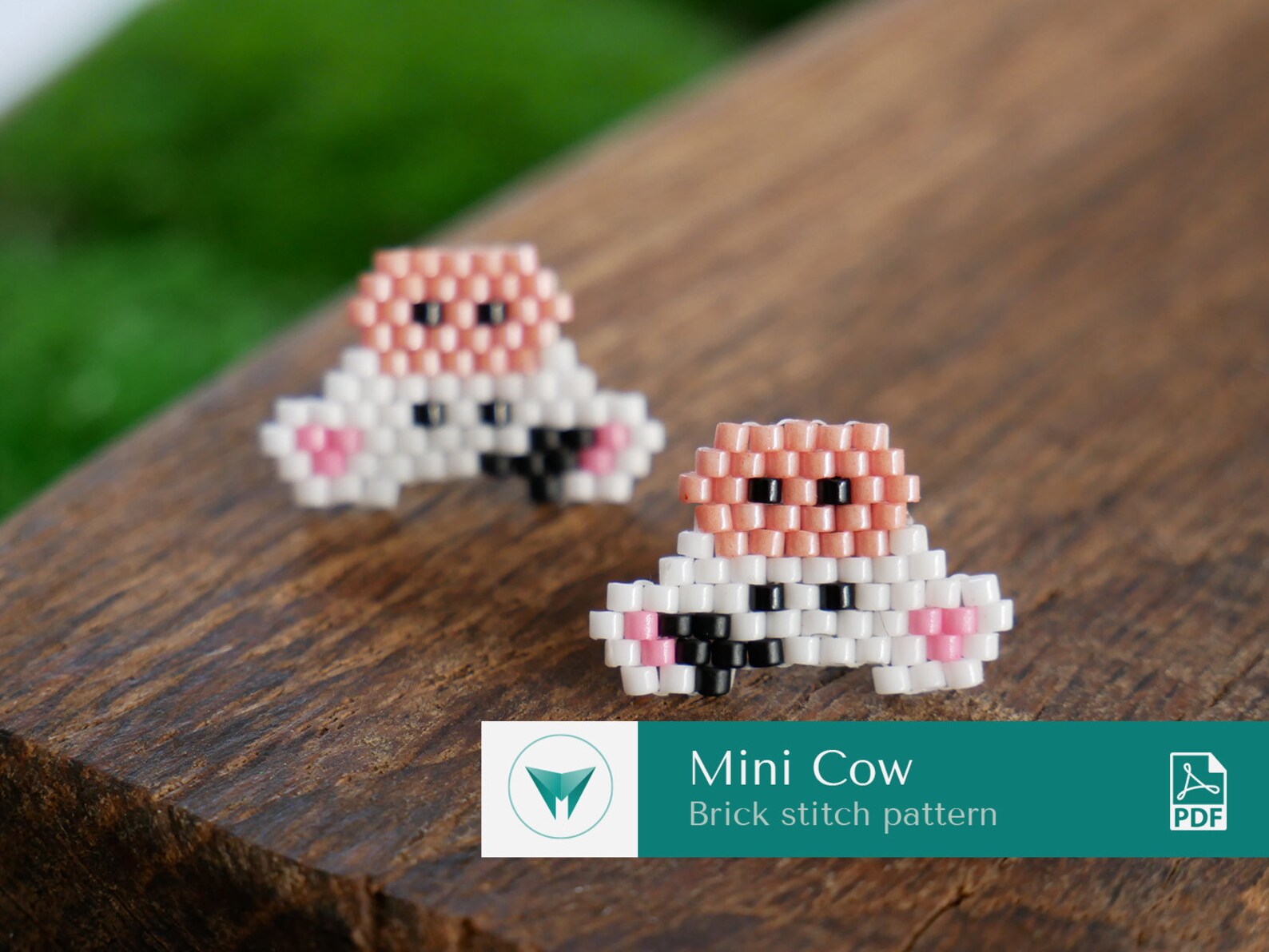 Mini Cow, Bead Charms, Brick Stitch Pattern, Pdf Pattern, Brick Stitch ...