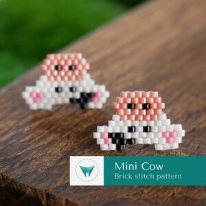 Mini Cow, Bead Charms, Brick Stitch Pattern, Pdf Pattern, Brick Stitch ...