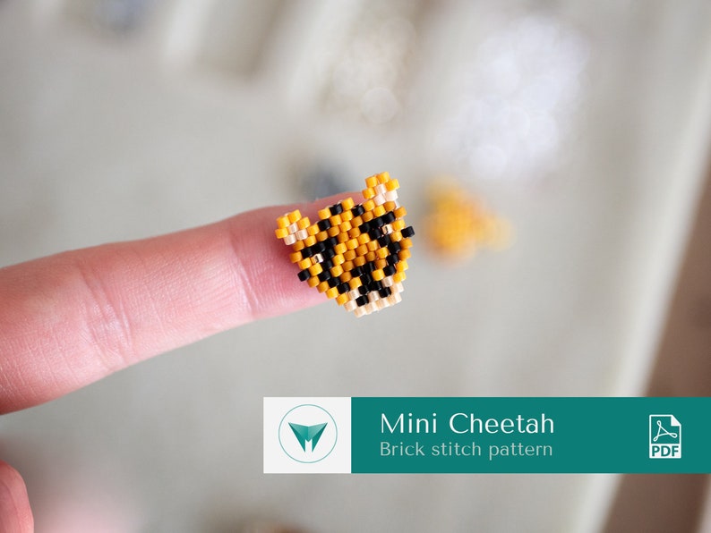Mini Cheetah, Brick Stitch Pattern, Pdf Pattern, Bead Charms, Brick ...