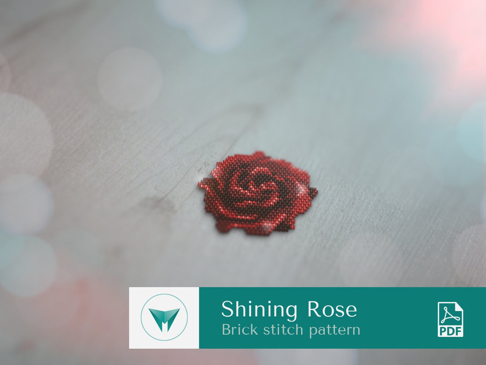 Shining Rose, Brick Stitch Pattern, Pdf Pattern, Brick Stitch Flower ...