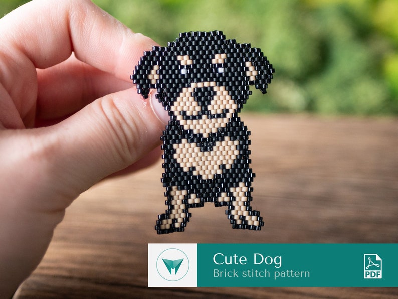 Cute Dog, Brick Stitch Pattern, Pdf Pattern, Brick Stitch Animals, Bead ...