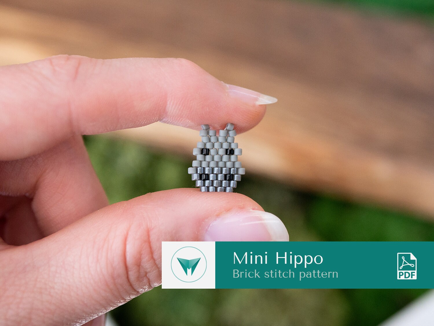 Mini Hippo, Bead Charms, Brick Stitch Pattern, Pdf Pattern, Brick ...