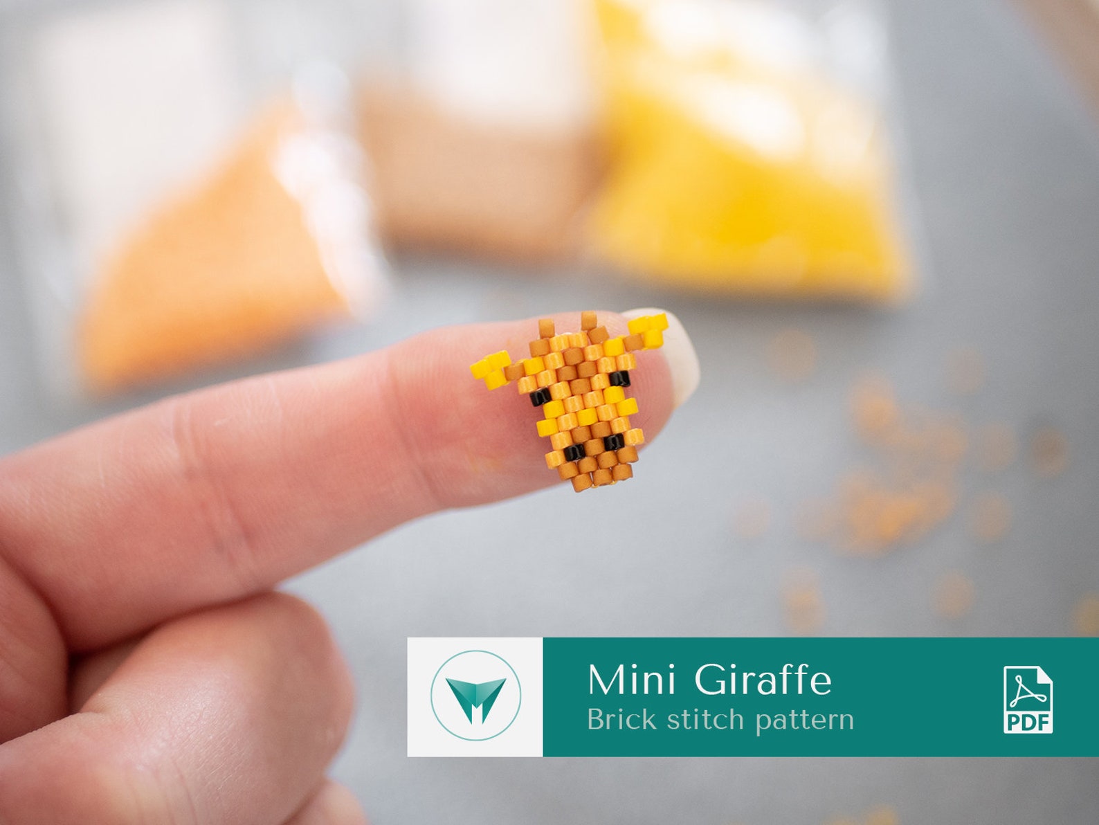 Mini Giraffe, Bead Charms, Brick Stitch Pattern, Pdf Pattern, Brick ...