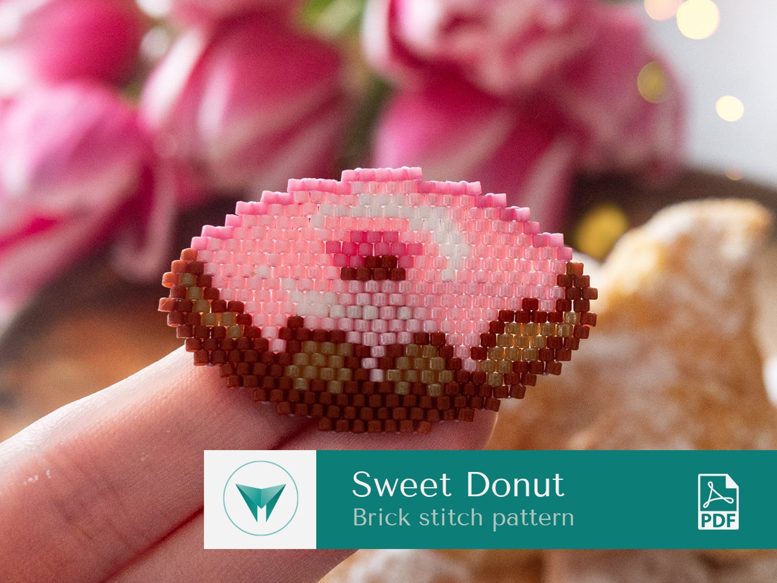Sweet Donut, Brick Stitch Pattern, Pdf Pattern, Brick Stitch Sweets ...
