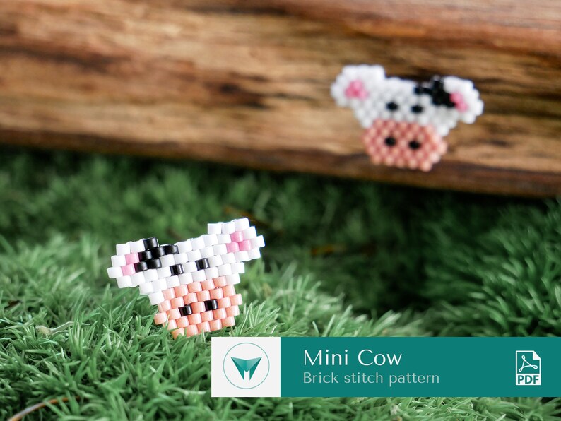 Mini Cow, Bead Charms, Brick Stitch Pattern, Pdf Pattern, Brick Stitch ...