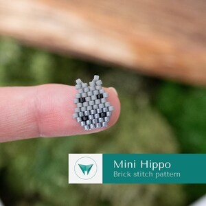 Mini Hippo, Bead Charms, Brick Stitch Pattern, Pdf Pattern, Brick ...