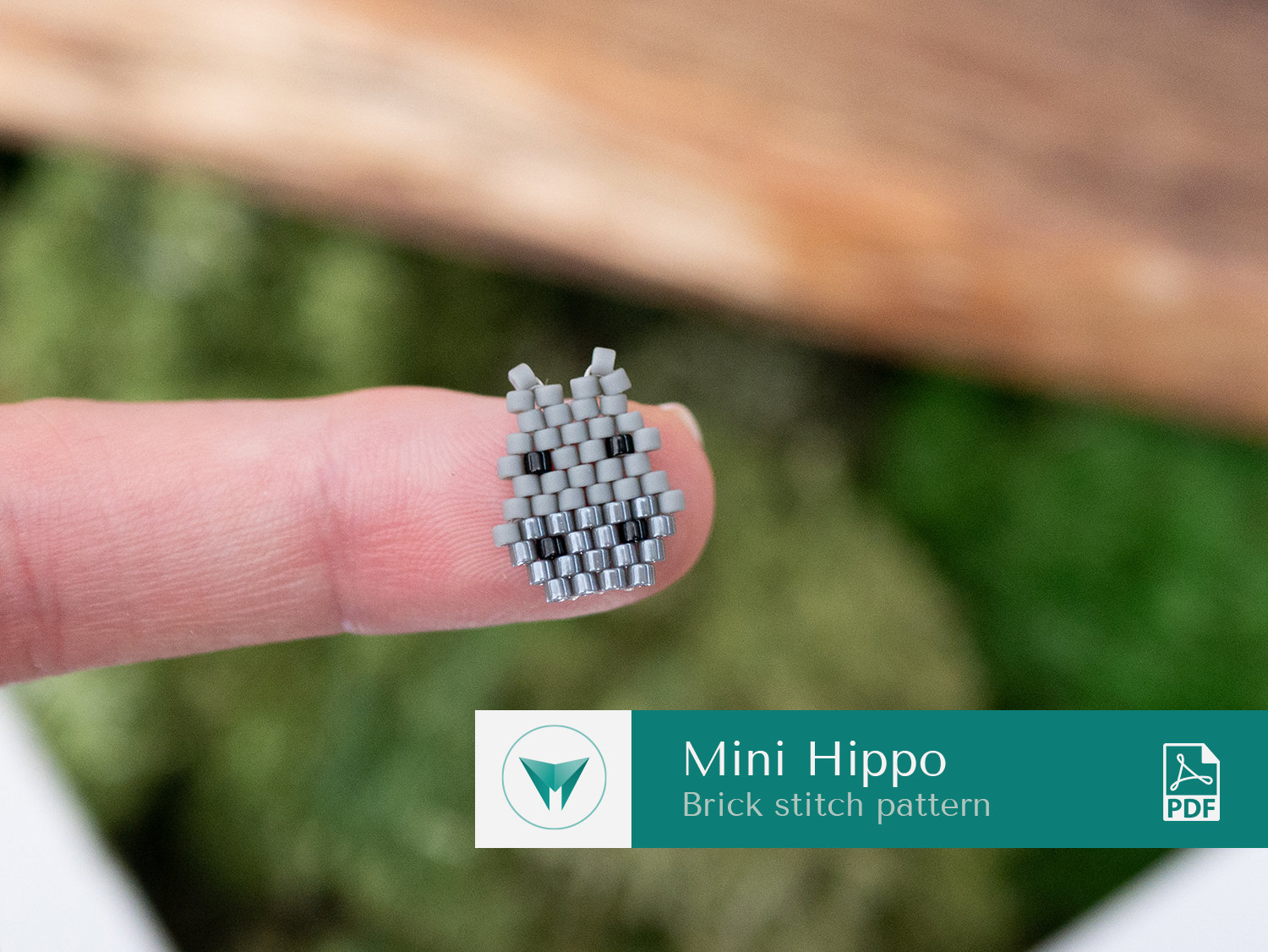 Mini Hippo, Bead Charms, Brick Stitch Pattern, Pdf Pattern, Brick ...