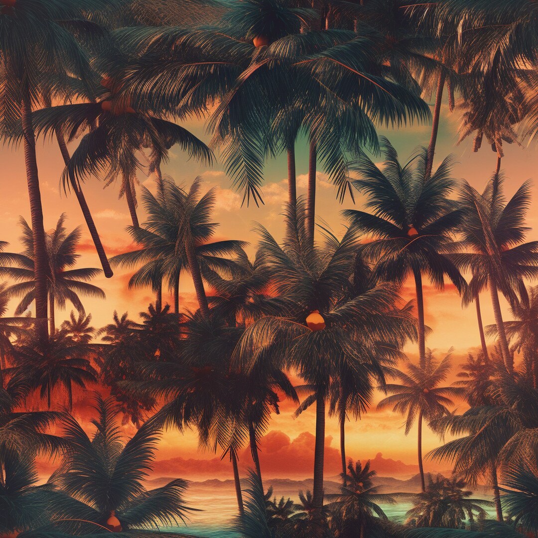Hawaii / Palm Trees / Beach / Ocean / Sunset / Fabric / Journal ...