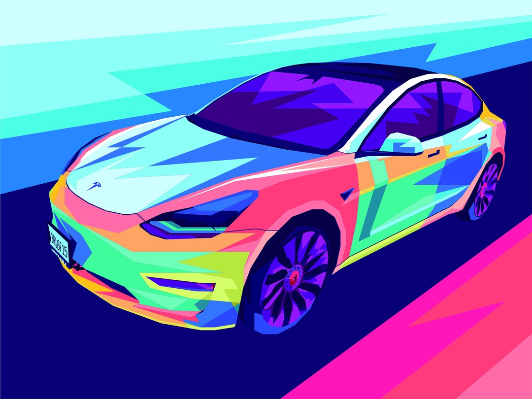Tesla - Tesla Model 3 Performance - Retro Vintage Artistic - Elon Musk ...