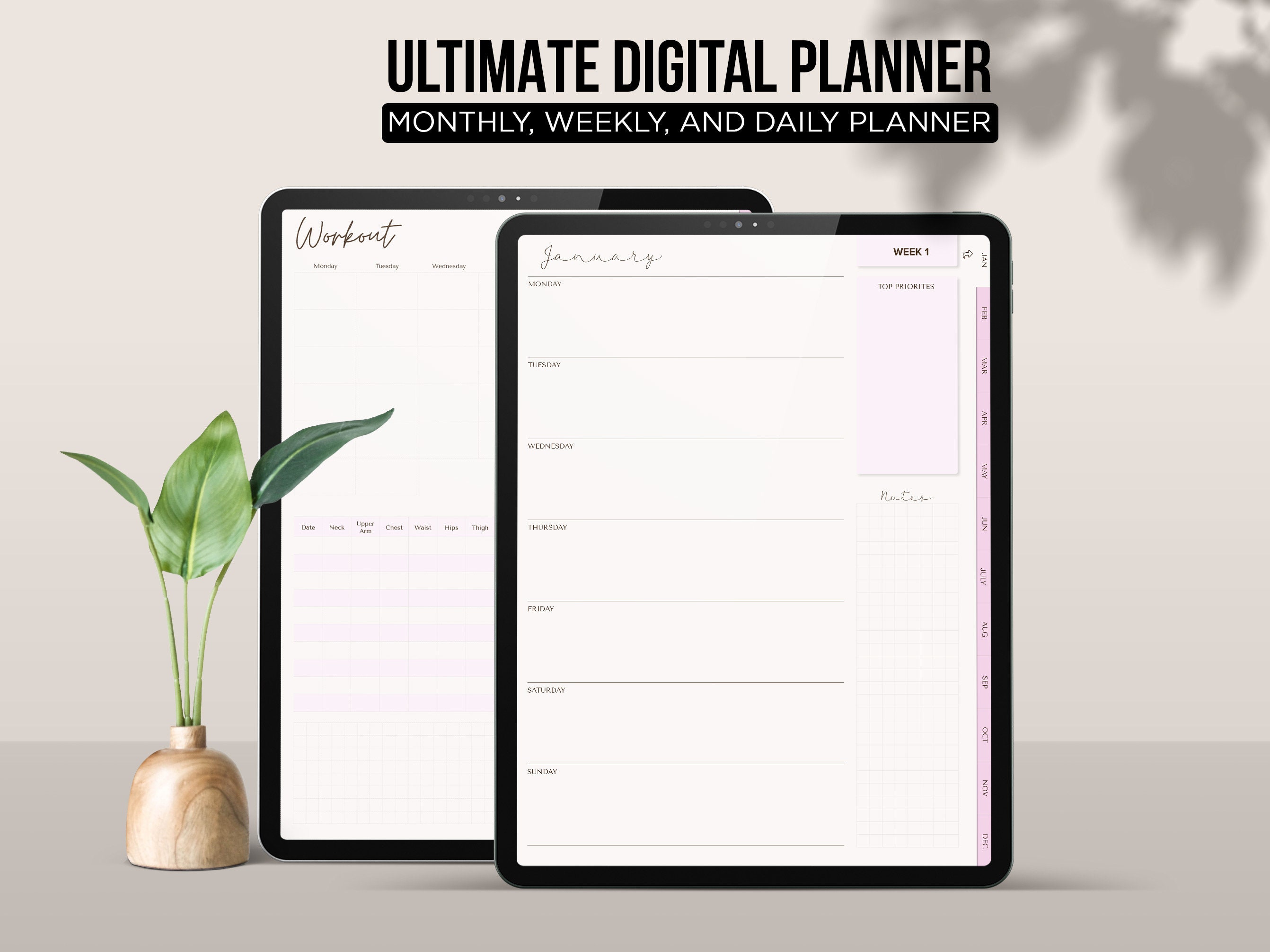 Digital Planner / Sunday to Saturday / Monday to Sunday / Fitness ...