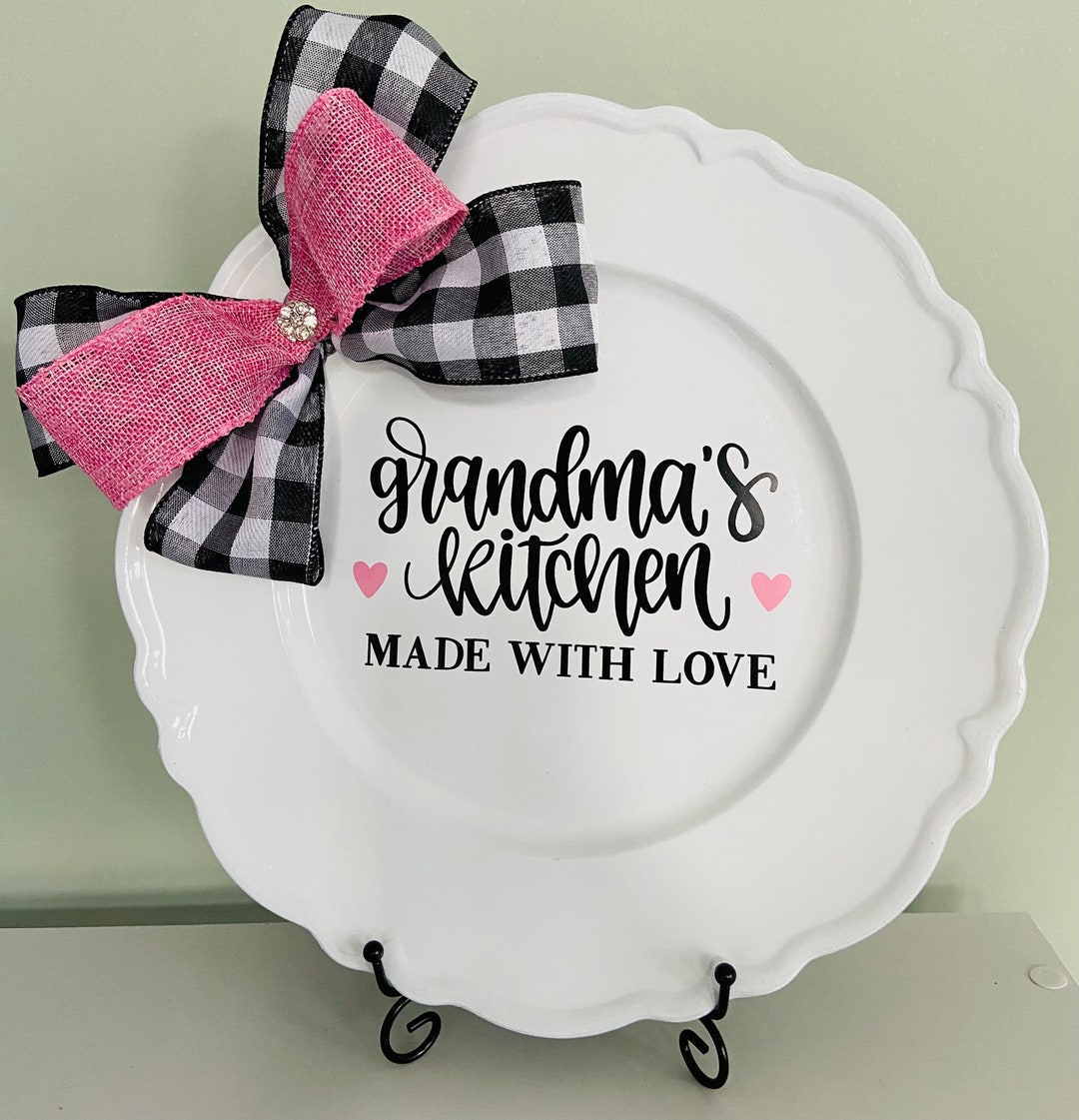 Personalized Grandma Kitchen Plate: Decorative Charger Plate With Bow ...