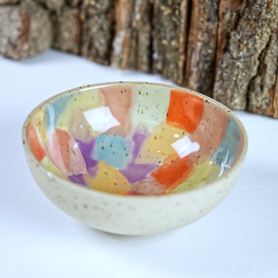 Rainbow Ceramic Snacks Bowl / Perfect for Appetizers, Nuts, Huckleberry ...