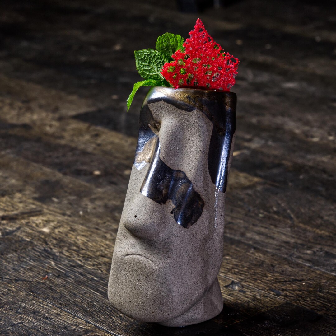 Moai Stone Rustic Gold Tiki Mug / Tiki Mug / Unique Handmade Ceramic ...