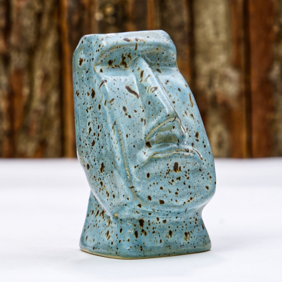 Moai Blue Tiki Mug / Vintage Mug / Unique Handmade Ceramic Mug / Tiki ...