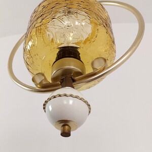 Vintage Pendant Lamp / Mid Century Glass Light / Amber Glass Light ...