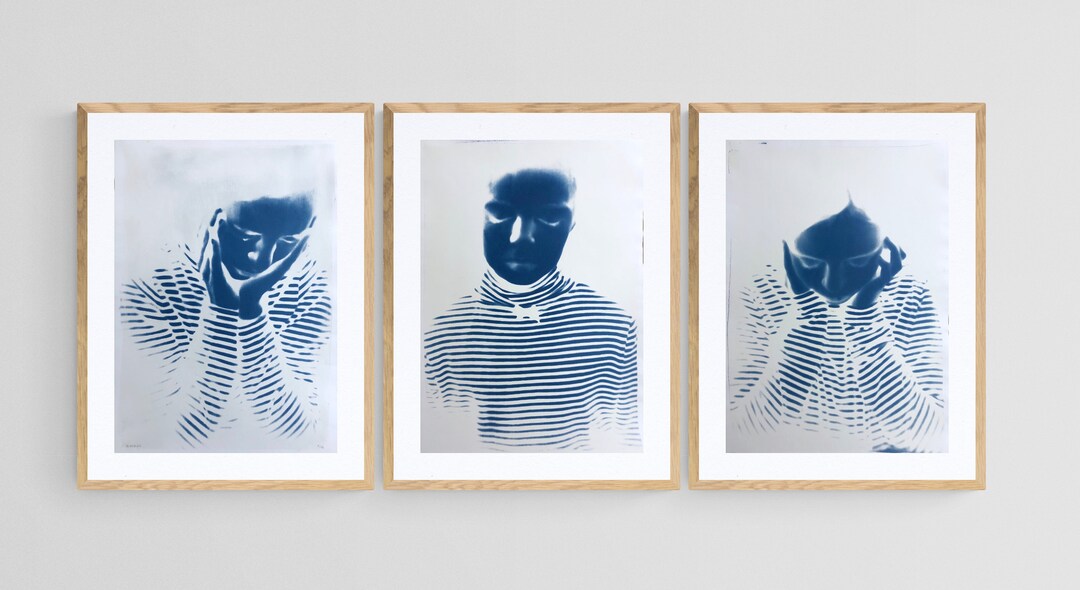 Triptyque Portrait / large format cyanotype - Etsy France
