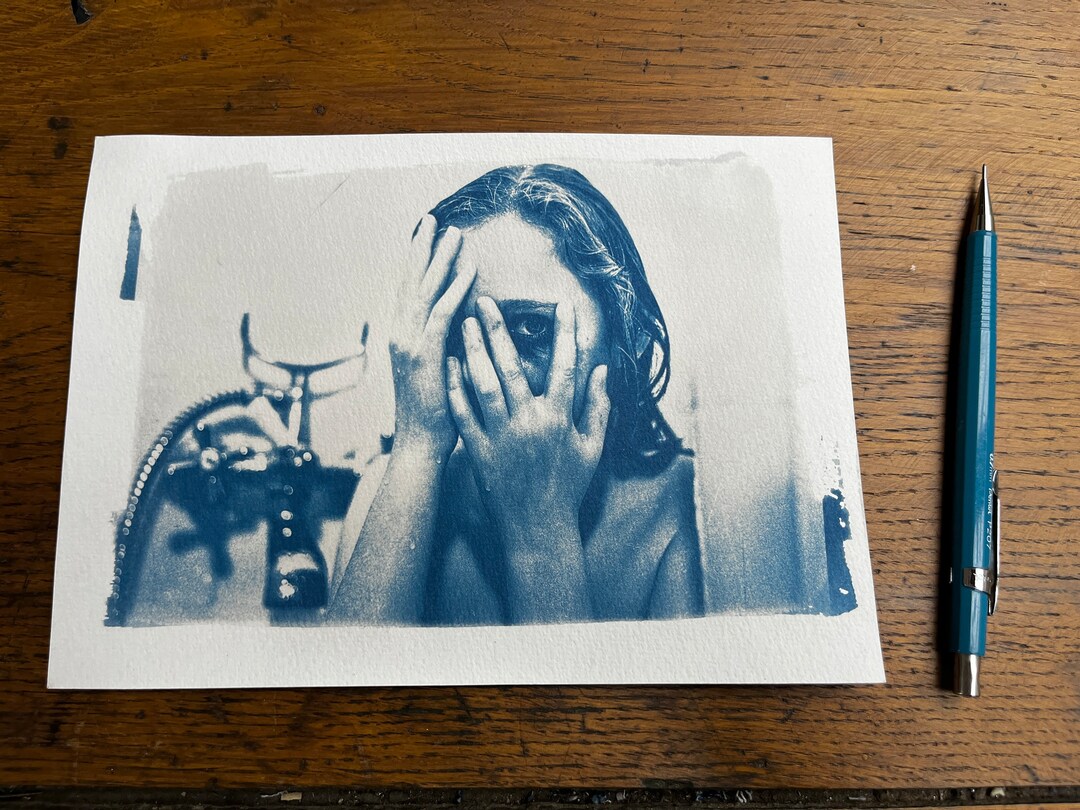 Cyanotype Portrait Young Woman Original Cyanotype Print - Etsy