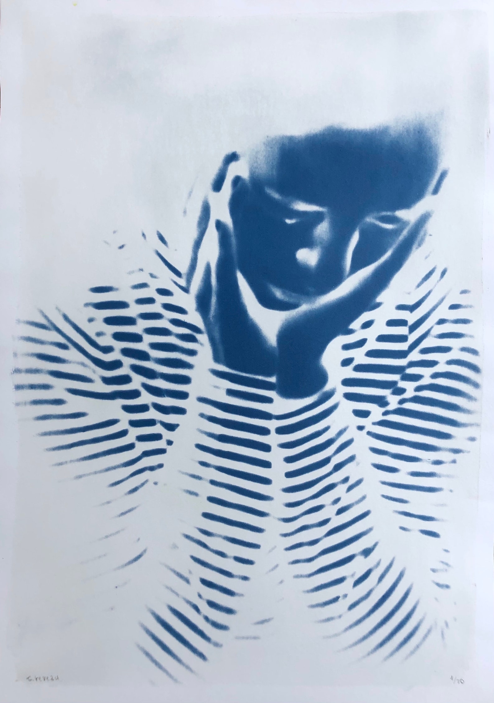 Triptyque Portrait / large format cyanotype - Etsy France
