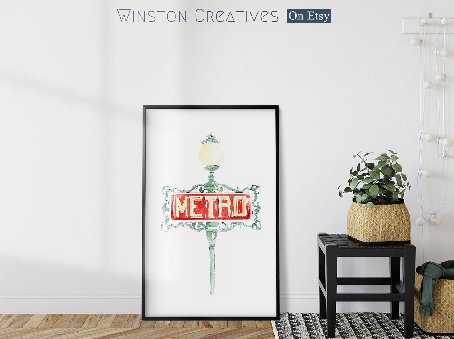Paris Metro Poster, Watercolor Digital Paint, Metropolitain Paris ...