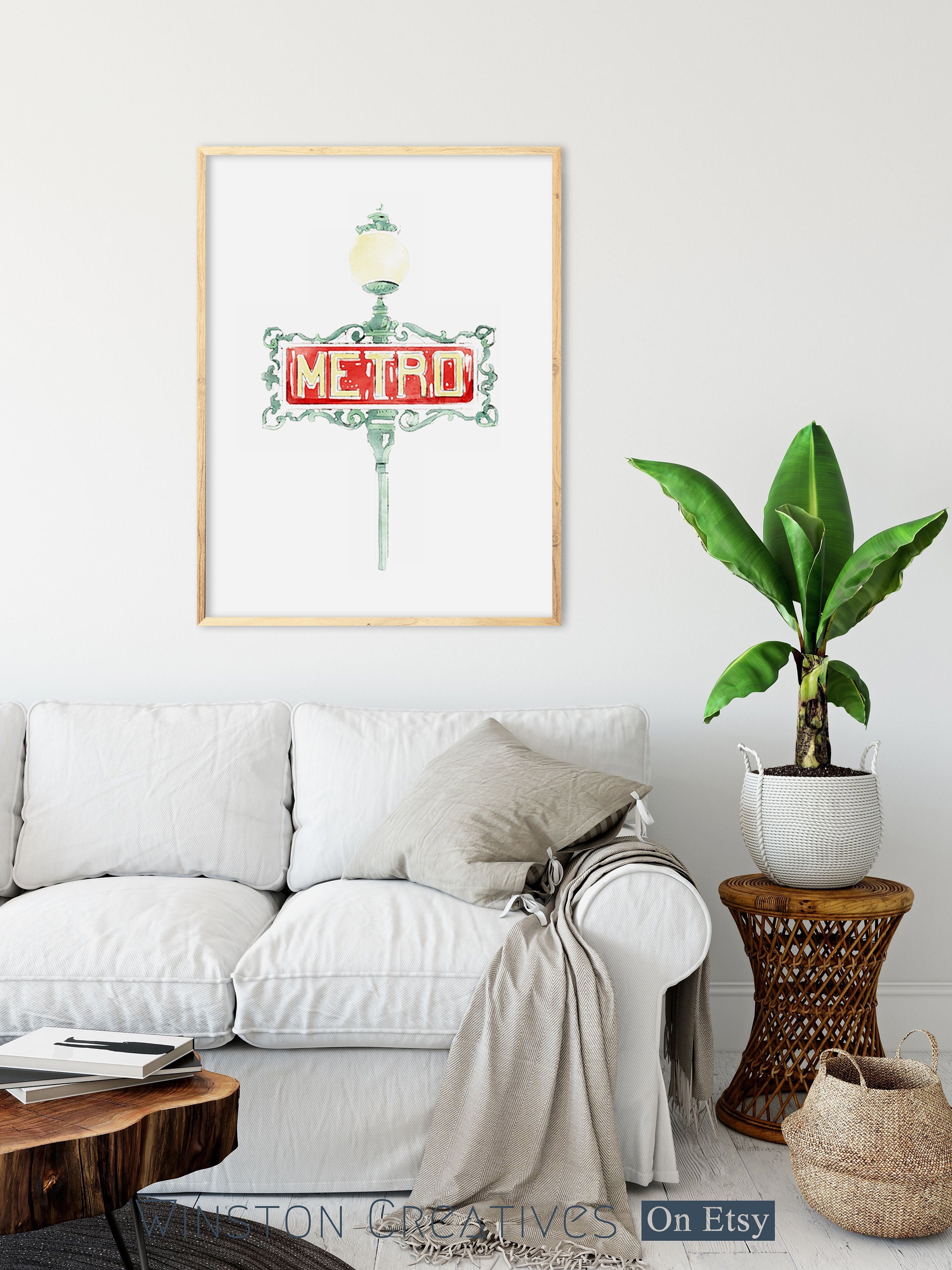 Paris Metro Poster, Watercolor Digital Paint, Metropolitain Paris ...