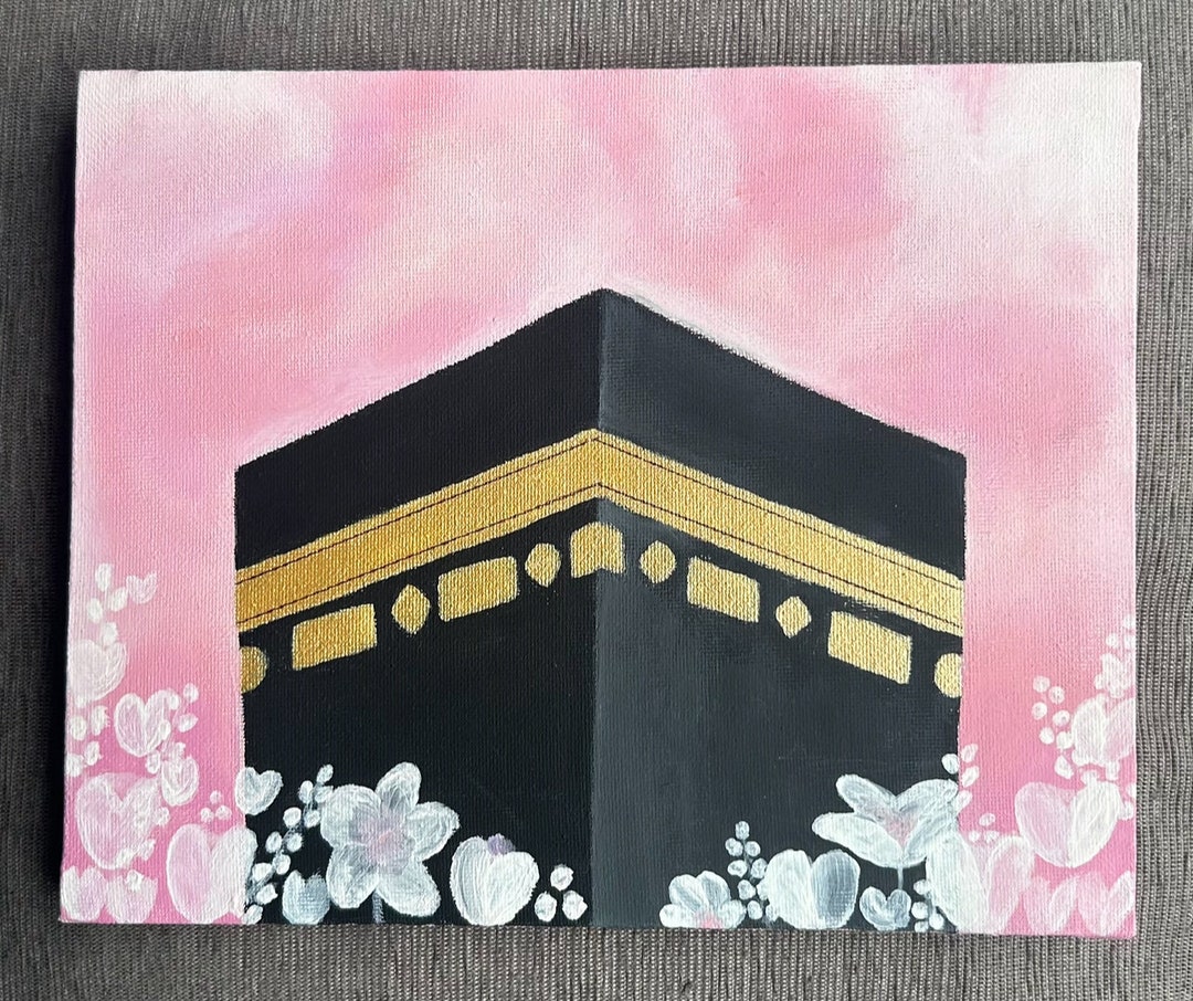 Kaaba Canvas Painting Pink Flowers - Etsy