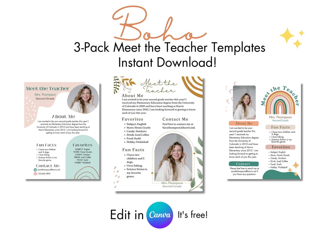 EDITABLE Boho Meet the Teacher, Back to School Printable Flyer, INSTANT ...