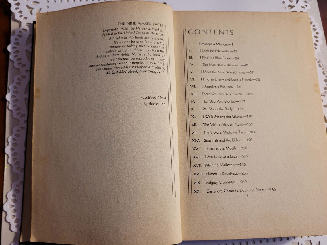 The Nine Waxed Faces by Francis Beeding - Etsy