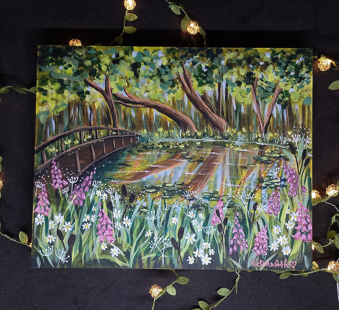 Original Woodland Painting, Acrylic Forest Artwork, Small Art Gift ...