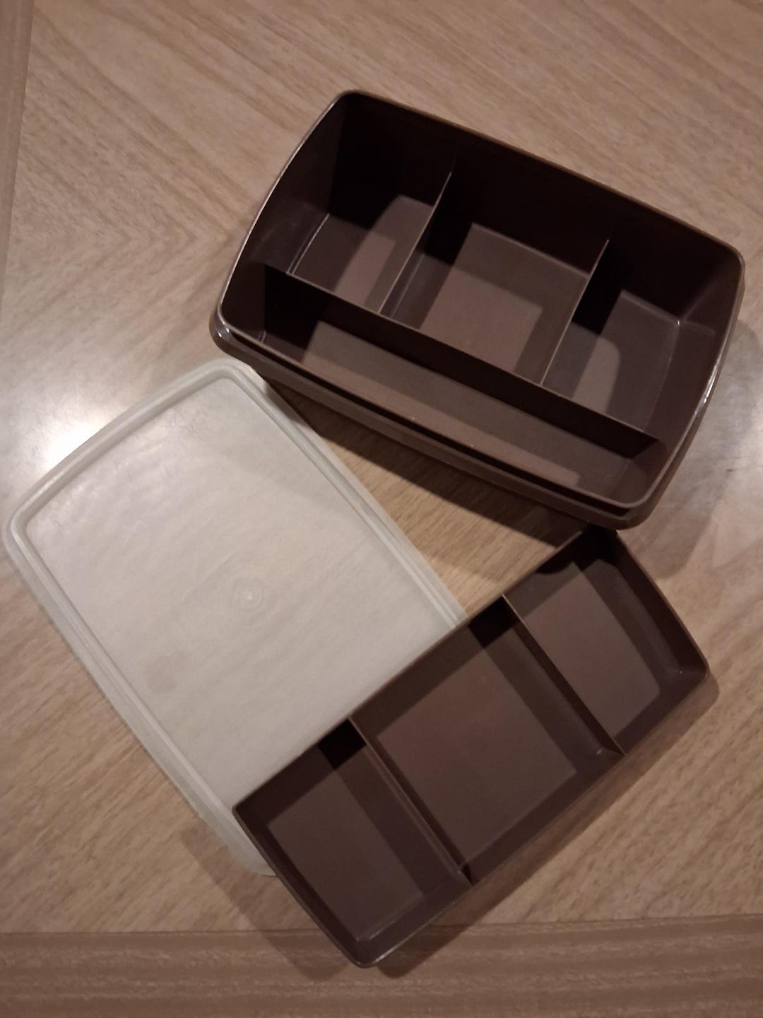 Tuppercraft Vintage Tupperware Craft Supplies Container Brown With ...
