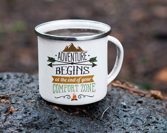 Camping - Hiking - Adventure Enamel Cup - Enamel Mug -12 Oz Enamel Cup ...