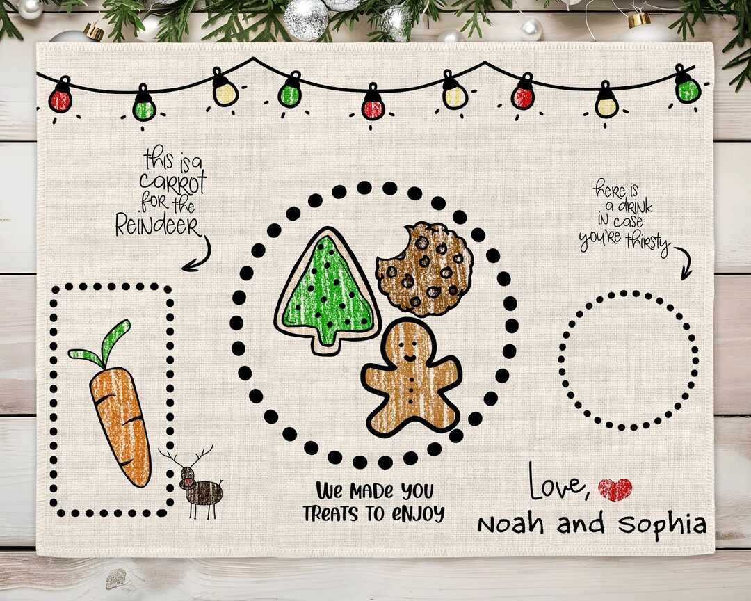 Personalized Cookies for Santa Placemat - Holiday Placemat - Polyester ...