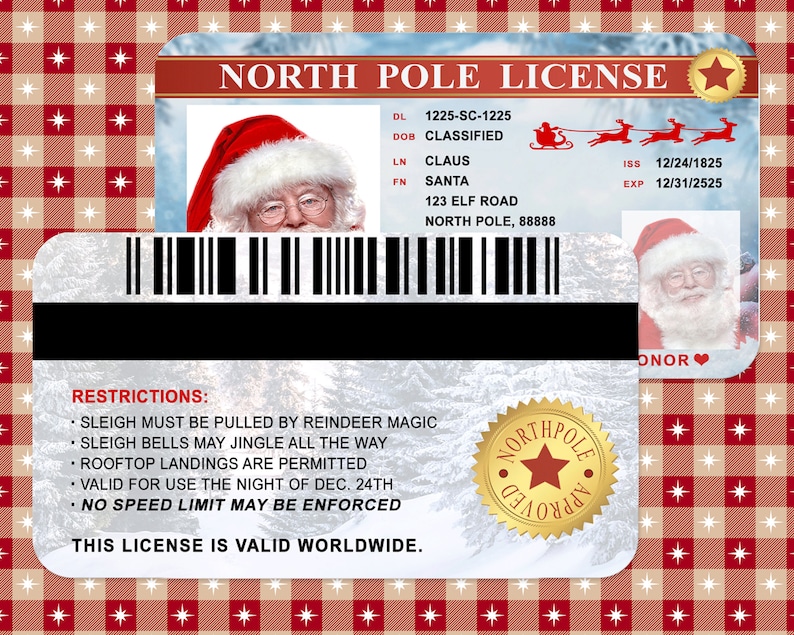 Santa's Lost License - Santa License - Santa Driving License - Santa ...