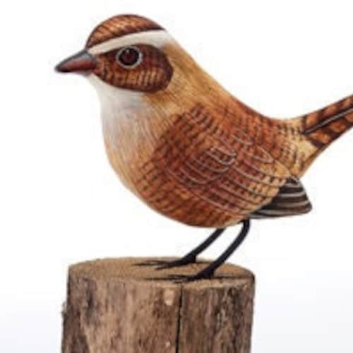 Wren Painted Wooden Carving - Etsy