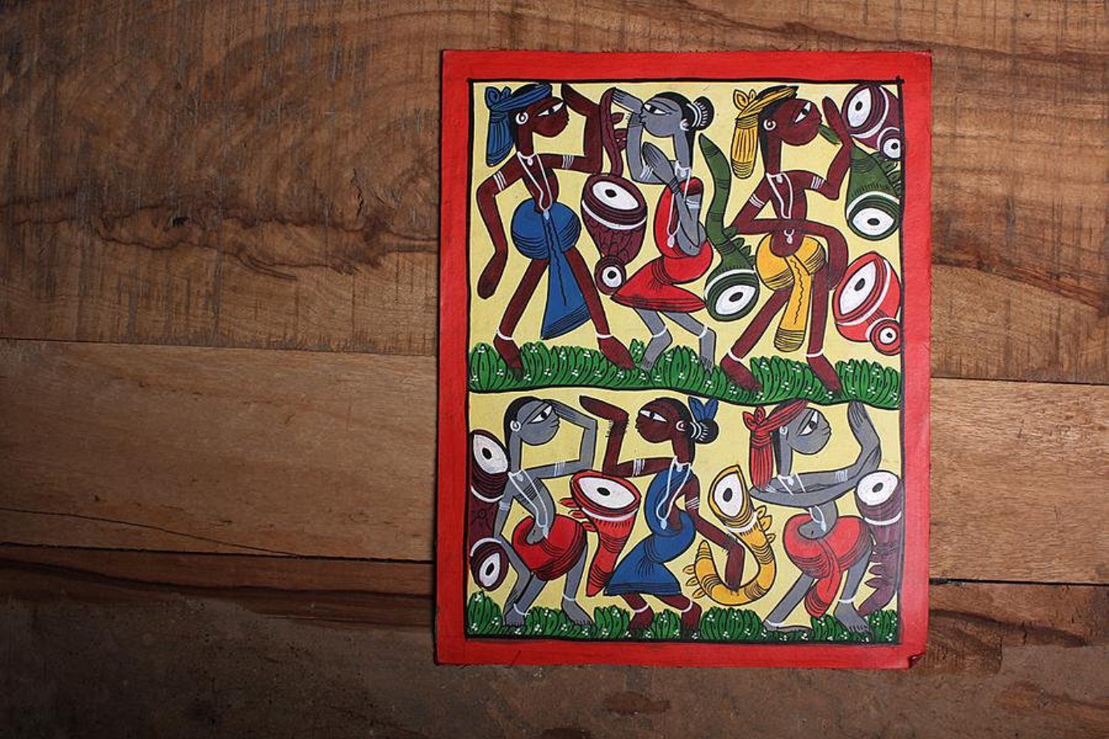 Traditional Patua Painting 14in X 11in Tribal People Dancing and ...