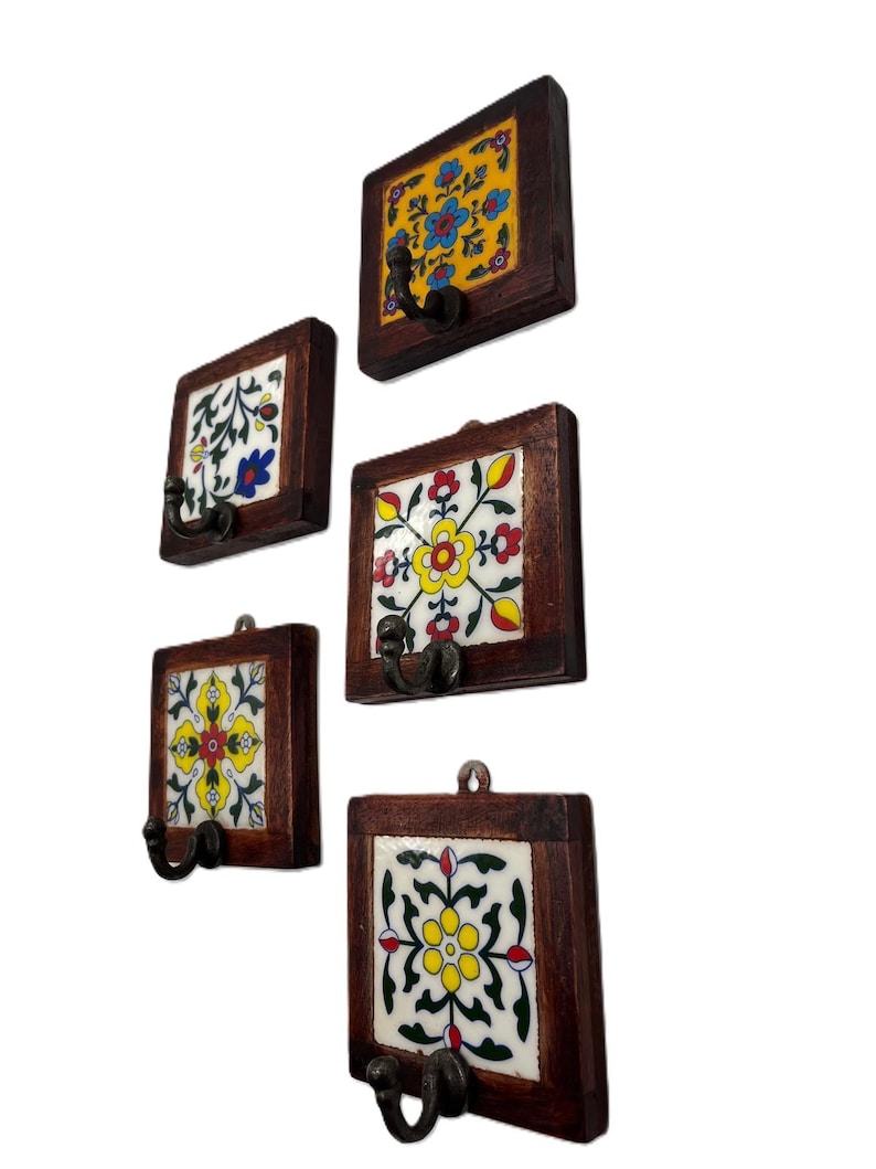 Original Blue Pottery Ceramic Tile Wall Hook Hangers (1 Peg) - 10cm by ...