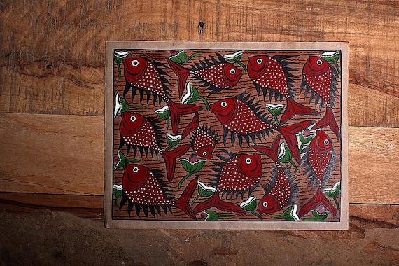Traditional Patua Painting 14in X 11in Fish 2 - Etsy