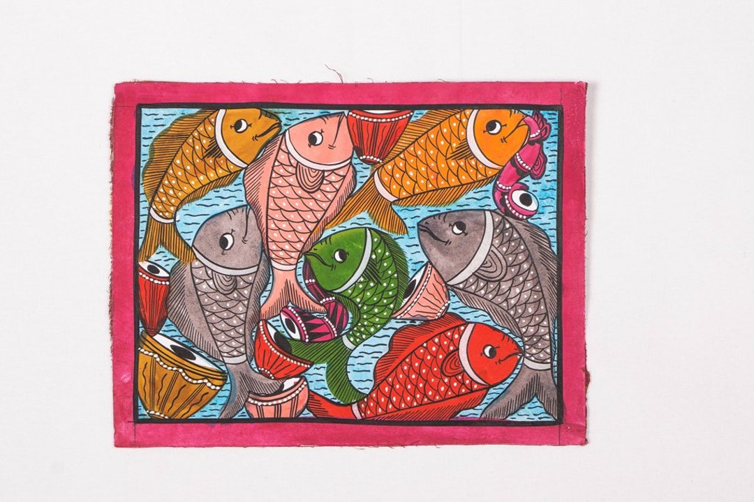 Traditional Patua Painting (9in X 7in) - Fish 3 - Etsy
