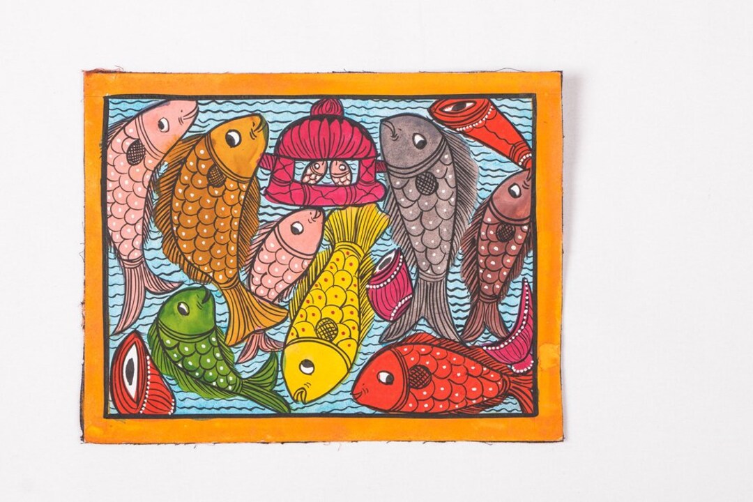Traditional Patua Painting (9in X 7in) - Fish 4 - Etsy