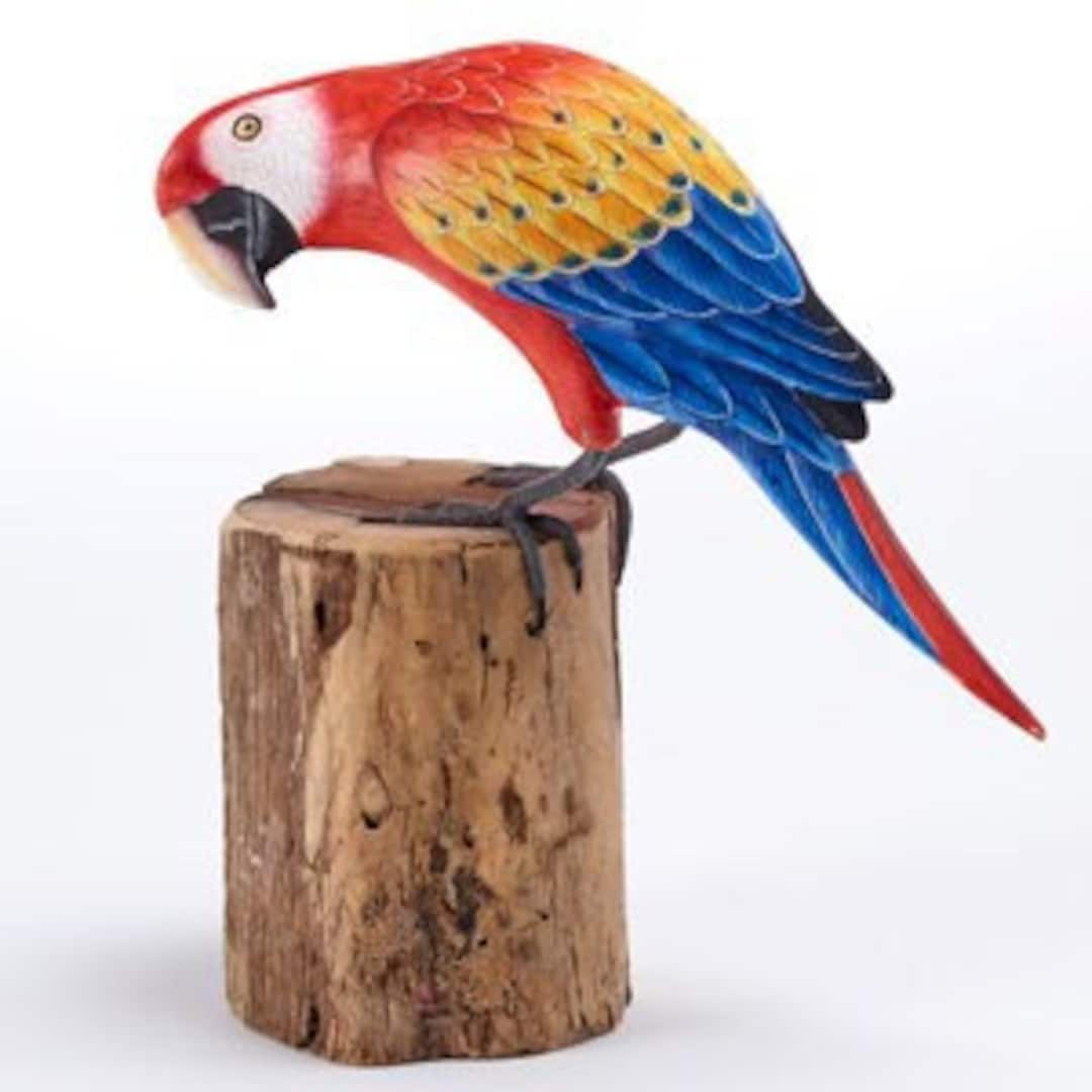 Macaw (parrot) - Painted Wooden Carving - Etsy