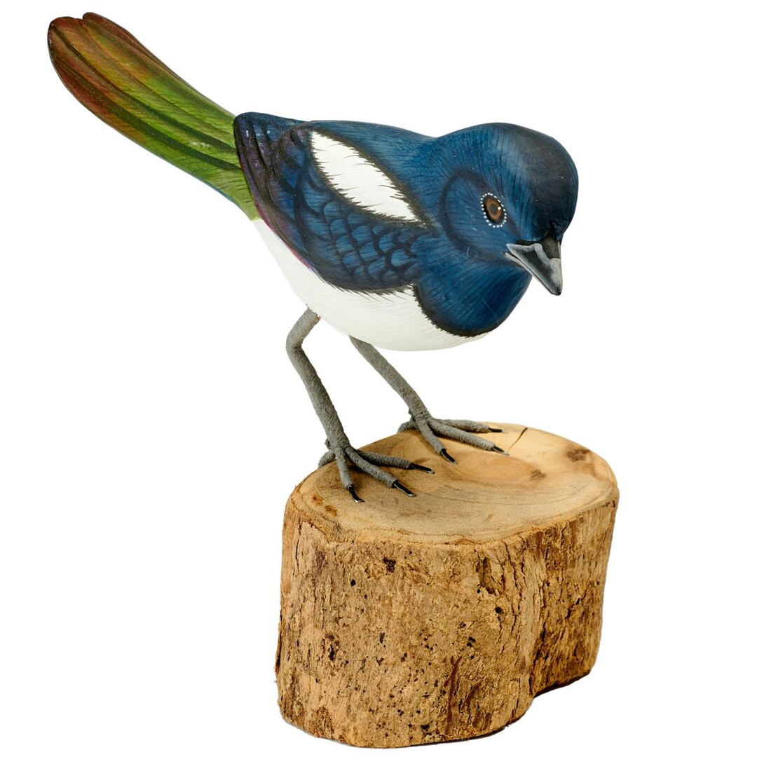 Magpie - Painted Wooden Carving - Seconds - Etsy