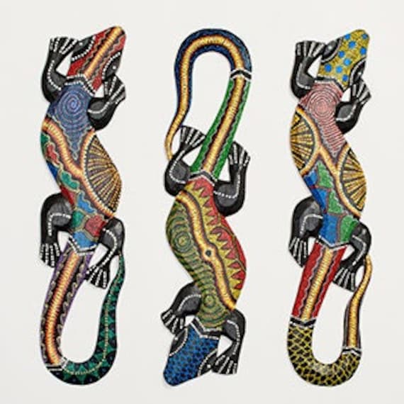 Gecko Wall Art Wood Carving With Raised Dot Painted Decoration | Etsy